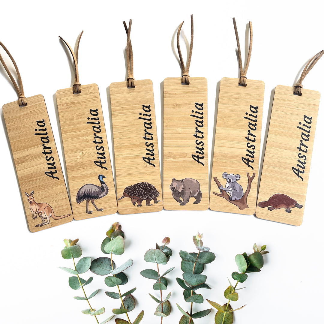 Australian wildlife bamboo bookmark – Wombat Laser