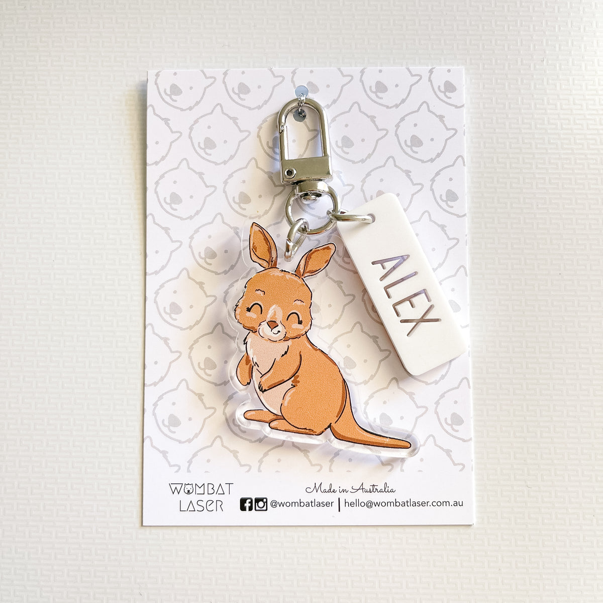 Cute Australian animal keyrings (Personalisable) – Wombat Laser