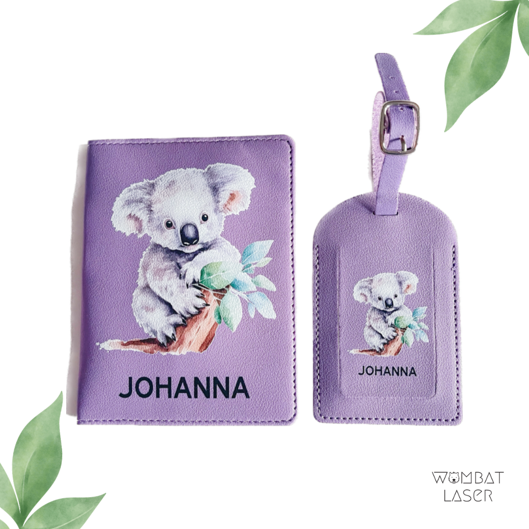 Passport cover & luggage tag set - Australian animal designs – Wombat Laser