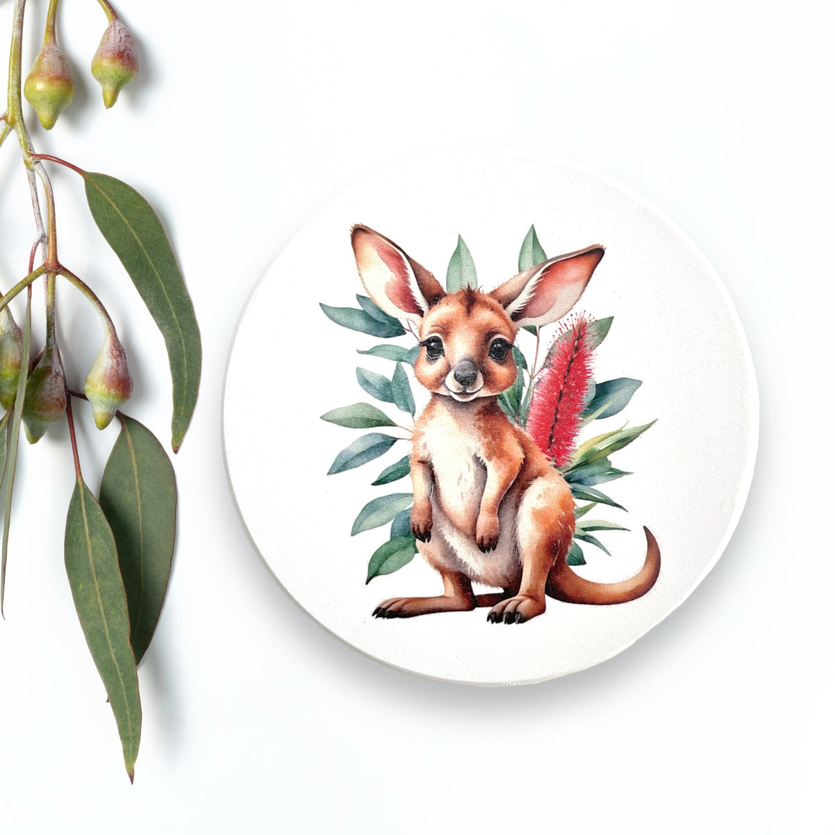 Australian animal ceramic coaster – Wombat Laser