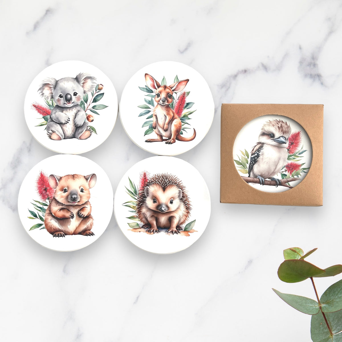 Australian animal ceramic coaster – Wombat Laser