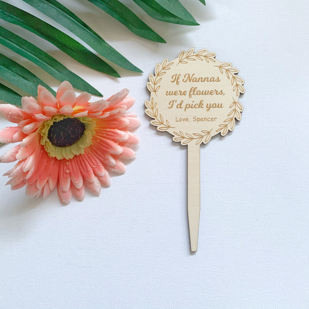 Personalised wooden planter stick (Mother’s Day gift) – Wombat Laser