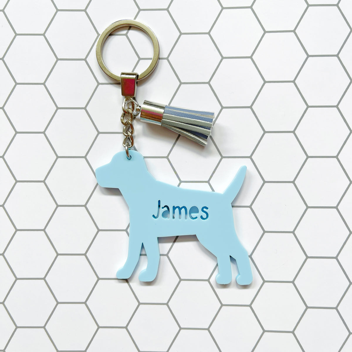 Personalised puppy dog bag tag / acrylic keyring – Wombat Laser